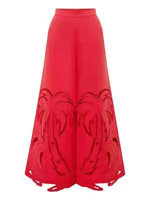 LEO LIN Theodora Cutout-detail Trousers - Red