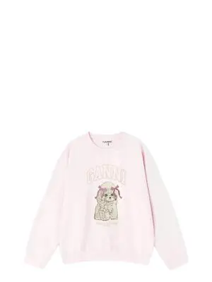 GANNI Graphic-print Sweatshirt - Pink
