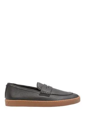 Canali Textured Strap Loafers - Brown