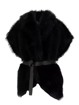 P.a.r.o.s.h Belted Faux Fur Gilet - Black