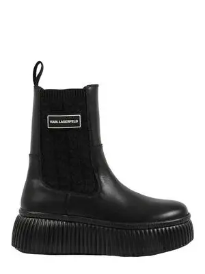 Karl Lagerfeld Ribbed Platform Boots - Black