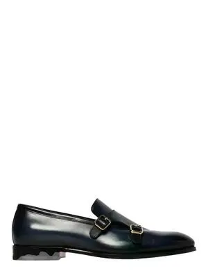 Santoni Buckle-detail Leather Loafers - Blue
