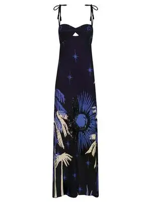 Johanna Ortiz Dancing With The Shadows Printed Dress - Blue