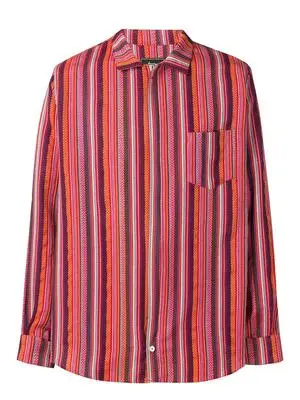 PAURA Embroidered Stripe Shirt - Purple