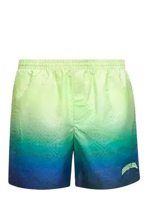 Casablanca Monogram Logo-embroidered Swim Shorts - Green