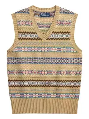 Polo Ralph Lauren Patterned V-neck Vest - Neutrals