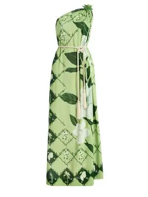 Verandah Beaded Viscose Maxi Dress - Green