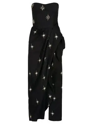 Johanna Ortiz Ethereal Star-print Strapless Dress - Black