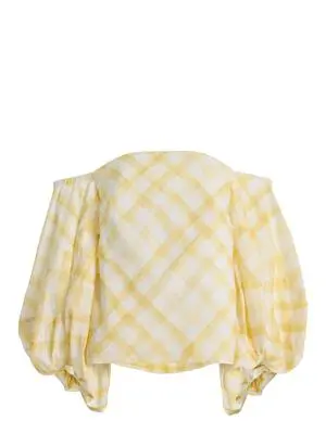 Rosie Assoulin Balloon-sleeve Gingham Top - Yellow