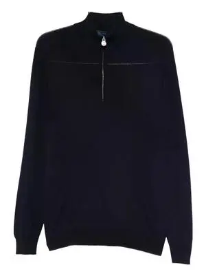 Kiton Half-zip Wool Sweater - Blue