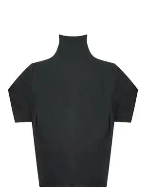 THE ROW Funnel-neck Short-sleeve Top - Black