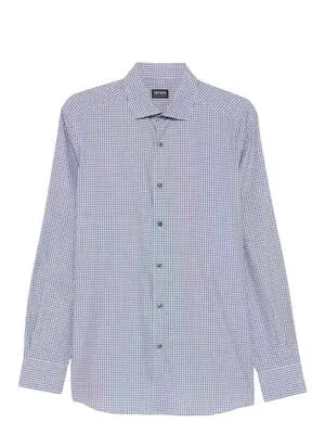 Zegna Checked Buttoned Shirt - Blue