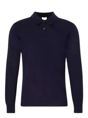 Calvin Klein Crew Neck Wool Long-sleeves Polo Shirt - Blue