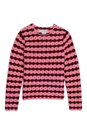 Comme Des Garçons Crochet-stripe Top - Pink