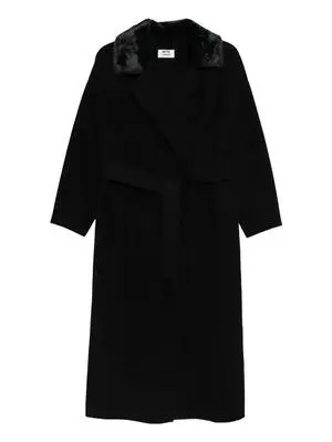 BETTA CORRADI Belted Coat With Contrasting Collar - Black