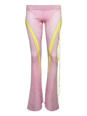ROBERTA EINER Floral Appliqué Flared Trousers - Pink