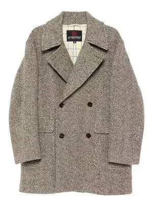 N.peal Herringbone Double-breasted Coat - Brown