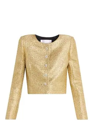 Carolina Herrera Collarless Metallic Tweed Jacket - Gold