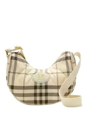 Burberry Horseshoe Quilted Checked Cross Body Bag - Neutrals