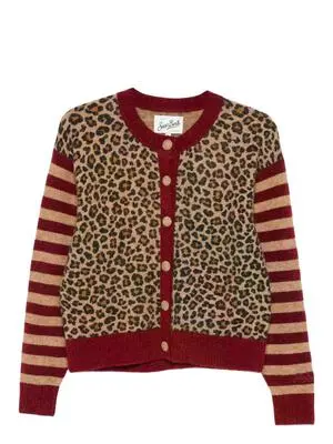 MC2 SAINT BARTH Heidi Leopard Striped Cardigan - Brown