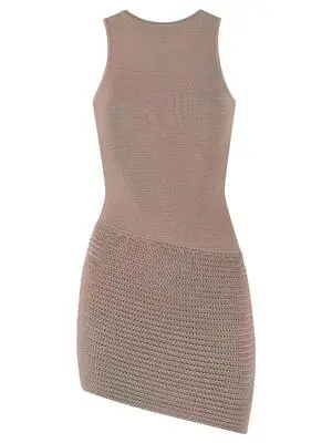 Manière De Voir Asymmetric-hem Knit Mini Dress - Neutrals