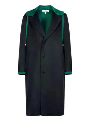 Loewe Hooded Cuff Coat - Black