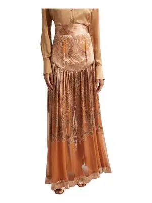 Zimmermann Memento Burnout Paisley Skirt - Caramel Paisley