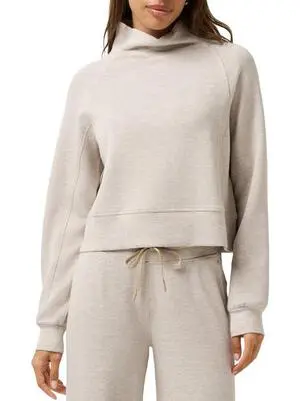 Travis Mathew Skyloft Soft Funnel Neck Sweatshirt - Heather Savannah Tan