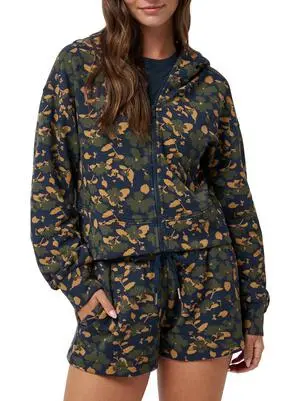 Travis Mathew Cloud Fleece Floral Zip-up Hoodie - Navy Blazer Floral Multi