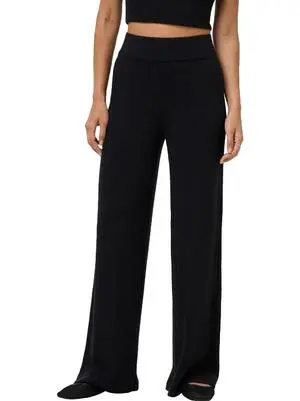 Travis Mathew Evening Retreat Ribbed Wide-leg Pull-on Pants - Black