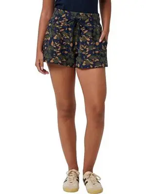 Travis Mathew Cloud Stellar Drawstring Fleece Shorts - Navy Blazer Floral Multi