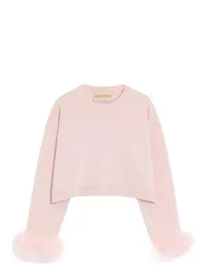 Valentino Garavani Cashmere Jumper With Feather Boa - Pink