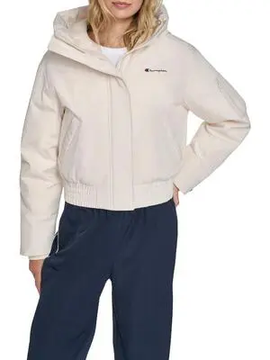 Champion Cropped Ski Bomber Jacket White