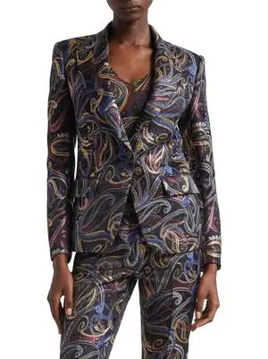 Etro Paisley Duchesse Satin Blazer - Multicolor Black Base