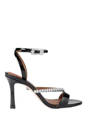 Kurt Geiger Crystal-embellished Patent Ankle Strap Sandals - Black