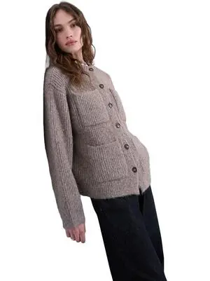 Topshop Double Pocket Cardigan - Stone