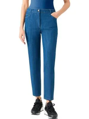 Akris Ankle Length Slim Leg Jeans - Medium Blue Denim