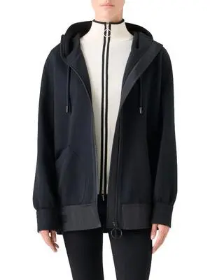 Akris Mixed Media Hooded Jacket - Black