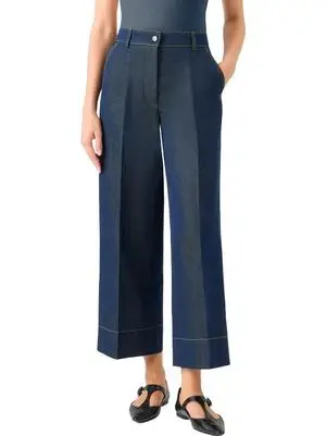 Akris Creased Ankle Straight Leg Jeans - Darkblue Denim-lemon Zing