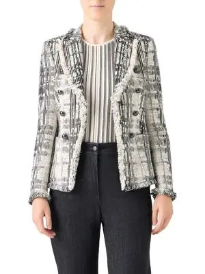 Akris Fringed Mixed Tweed Jacket - Cream-black