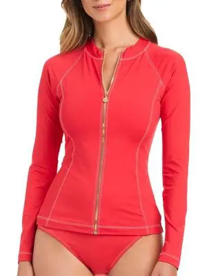 BLEU BY ROD BEATTIE Contrast Stitch Zip-Up Rashguard Golden Gate