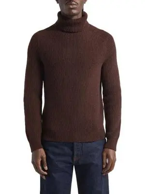 Isaia Wool Turtleneck Sweater - Brown