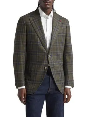 Isaia Marechiaro Plaid Wool & Silk Sport Coat - Green