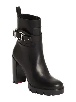 CHRISTIAN LOUBOUTIN Dianouchette Lug Sole Bootie - Black/black Lucido