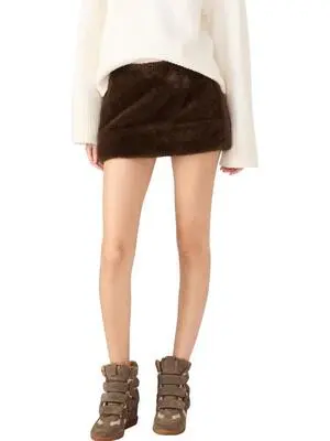 Steve Madden Aviva Faux Fur Mini Skirt - Dark Espresso