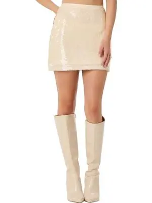 Astr The Label Sequin Miniskirt - Cream