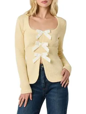 Astr The Label Split Front Bow Top - Yellow