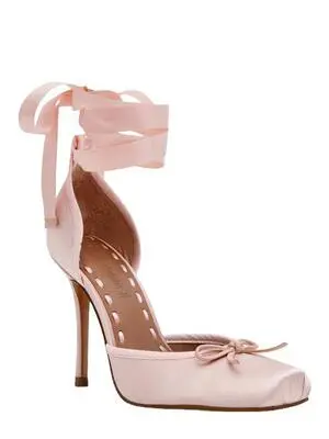 Steve Madden Larina Ankle Wrap Pump - Pink Satin