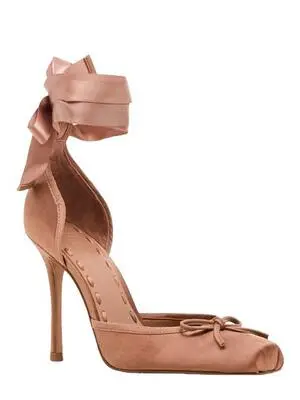 Steve Madden Larina Ankle Wrap Pump - Tan Satin