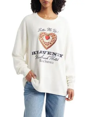 BOYS LIE Heavenly Room Service Oversized Waffle Knit Sweatshirt - Off White